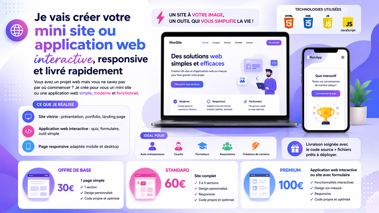 Je vais créer votre mini site ou application web interactive ...