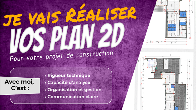 Je vais dessiner ton plan 2D pour ton projet de construction avec ...