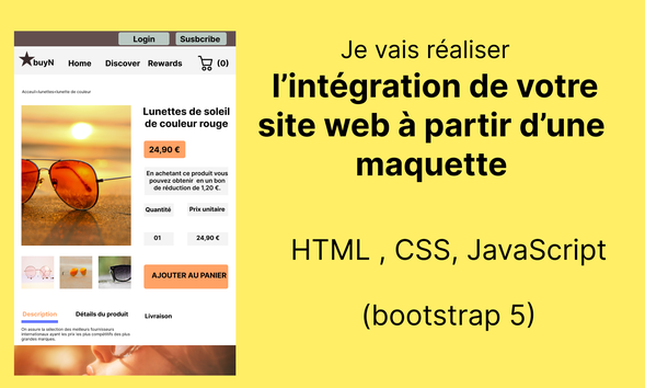 Je vais réaliser l'intégration html css javaScript de votre site web à partir d'une maquette par ...