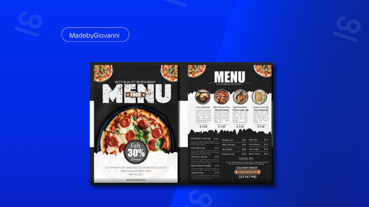 Je vais créer votre menu pour écran, menu board, menu animé, vidéo menu ...
