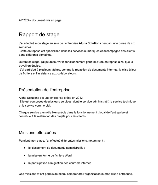 Je vais mettre en page votre document ou votre CV afin de le rendre ...