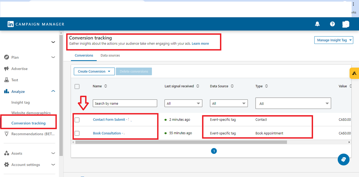I will setup microsoft bing ads uet tag conversion goal linkedin ...