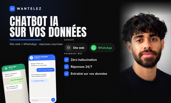 Je vais créer un chatbot IA RAG sur-mesure entraîné sur vos données ...