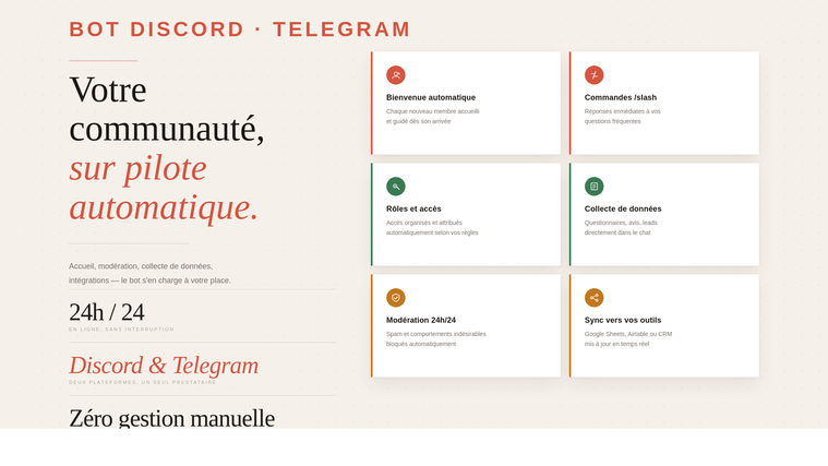 Je vais créer votre bot Discord ou Telegram personnalisé par ...