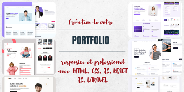 Je vais coder votre portfolio professionnel et responsive avec HTML, CSS, JS, React.js, Laravel ...