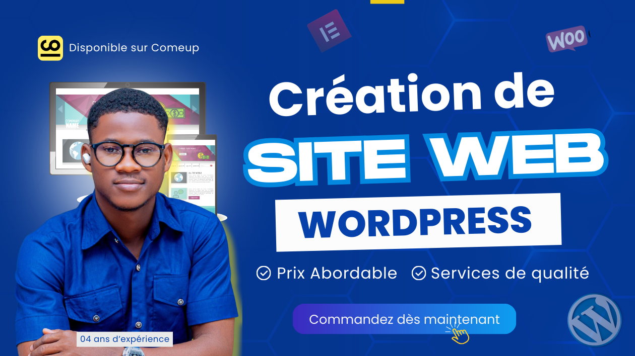 Je vais créer votre site web WordPress (vitrine ou e-commerce) pour un budget maîtrisé par ...