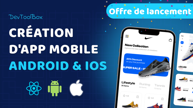 Je vais développer votre application mobile iOS et Android avec React Native par DevToolBox
