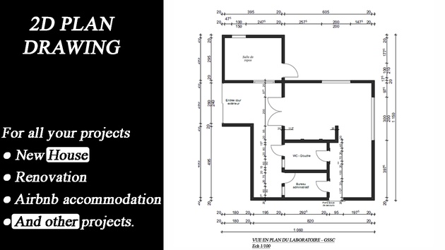 I will draw a 2D house plan for your construction project or a plan for ...