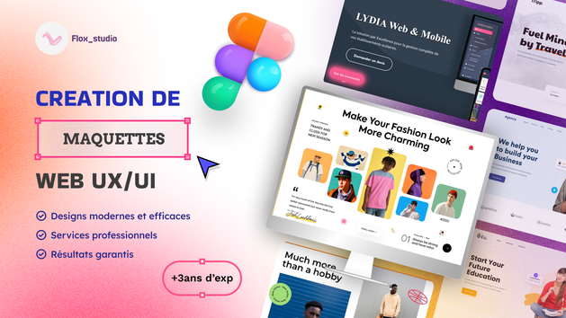 Je vais créer la maquette UX/UI design de votre site web avec Figma par flox_studio