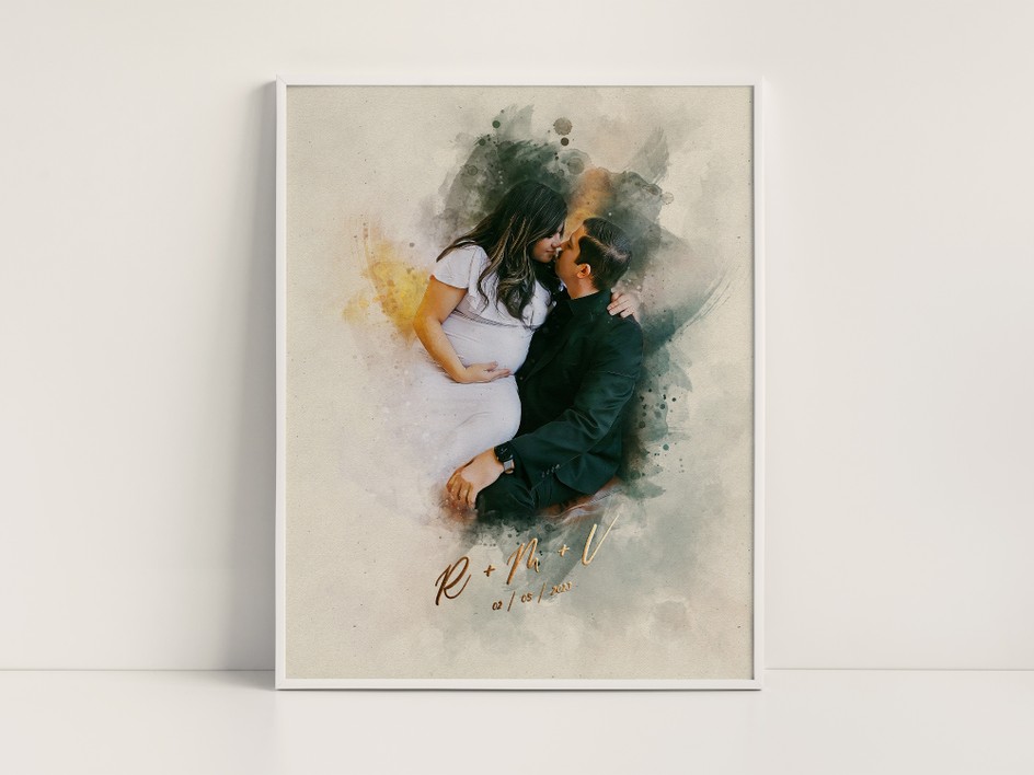 I will make a customized watercolor wedding anniversary portrait using ...