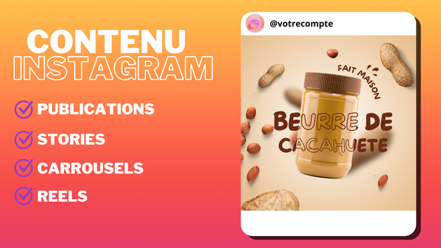 Je vais créer votre contenu Instagram : story carrousel reel ...
