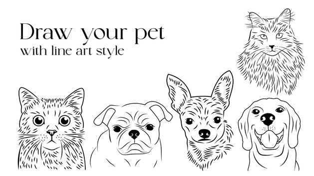 I will draw your pet portraits with line art style by ongol2design