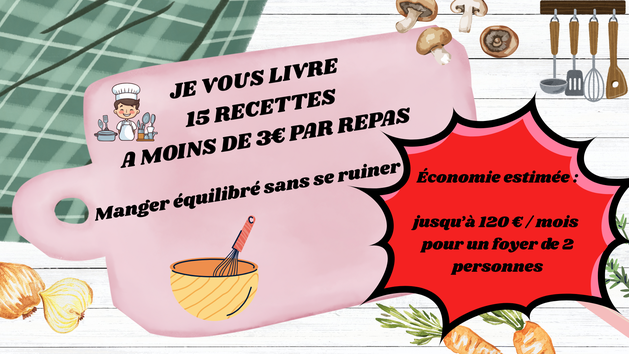 Je vais vOUS LIVRER UN LIVRE PRATIQUE DE 15 RECETTES A MOINS DE 3 EUROS ...