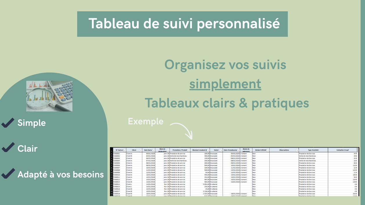 Je vais créer un tableau de suivi clair et personnalisé selon vos ...