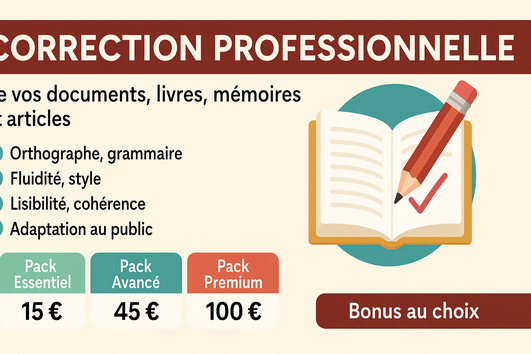 Je vais faire la correction professionnelle de vos documents, livres, mémoires et articles par ...
