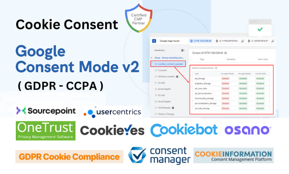 I will setup Google Consent mode V2 or Cookie Consent banner with GDPR ...