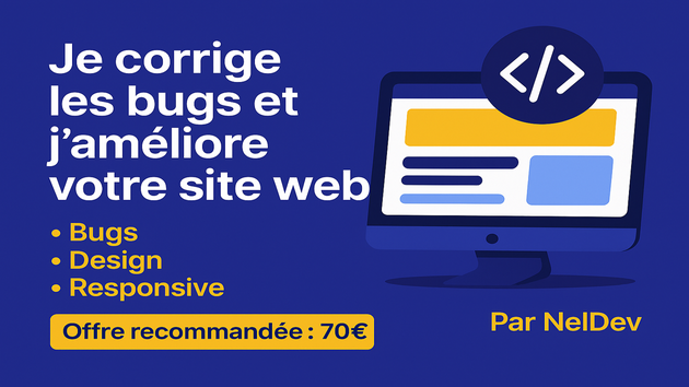 Je vais corriger ou améliorer votre site web (HTML, CSS, JavaScript, React, etc.) par Nel_codes