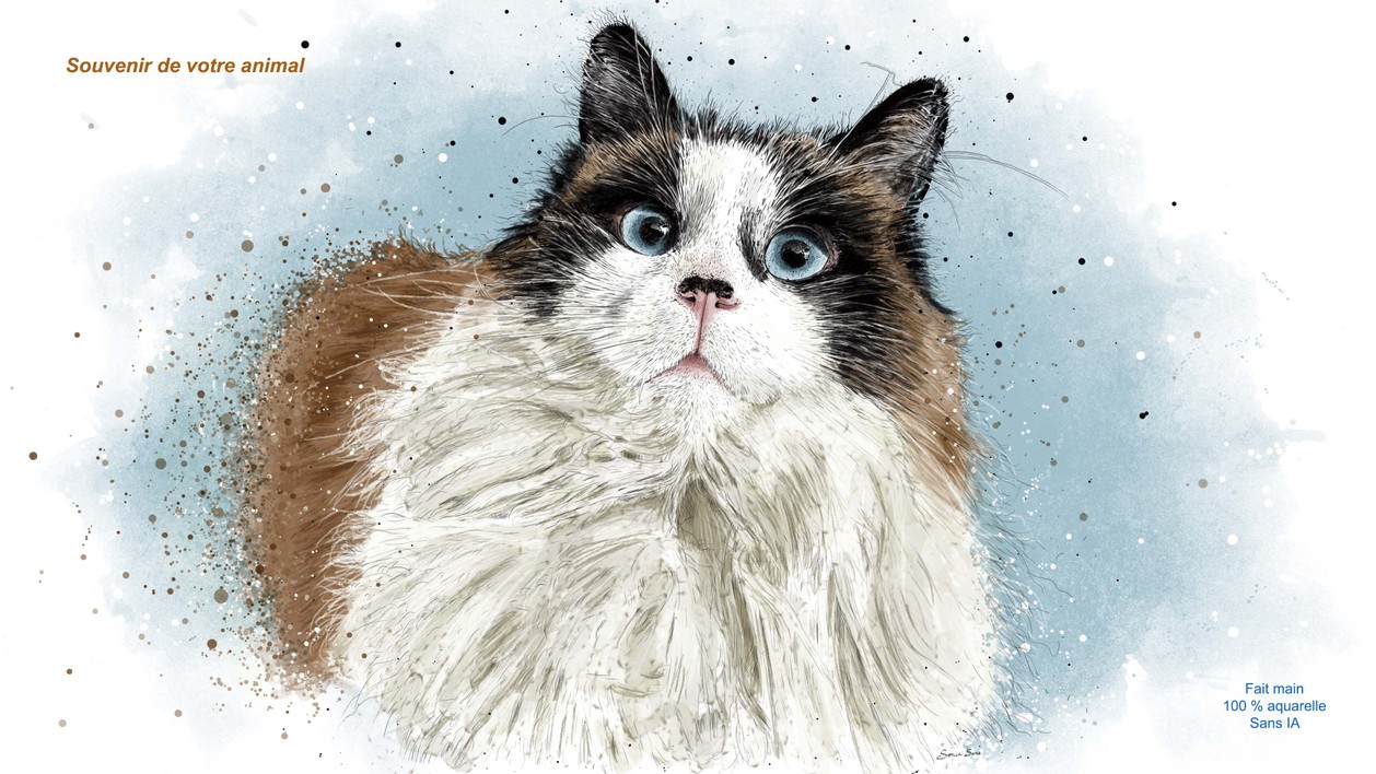 Je vais réaliserer un portrait aquarelle de votre animal, fait main, à ...