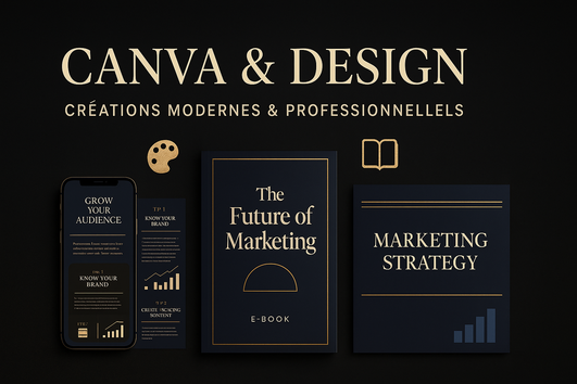 Je vais créer vos designs Canva modernes et professionnels pour un rendu haut de gamme par ...