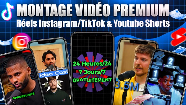 Je vais faire un montage vidéo pour Reels Instagram, TikTok, YouTube ...