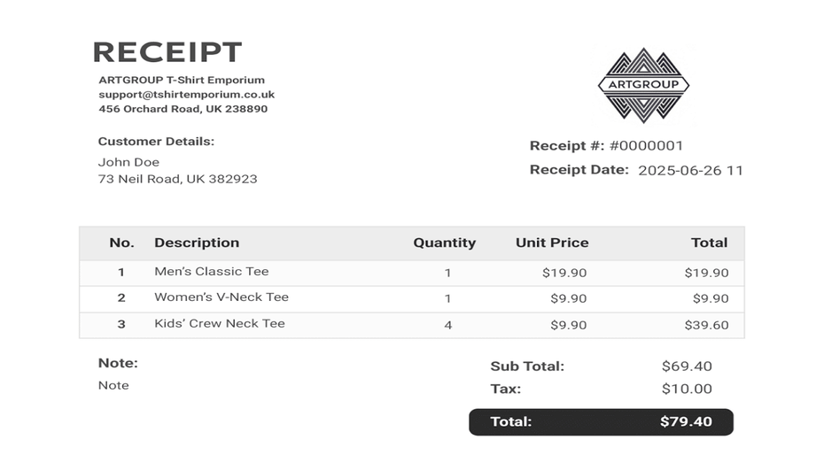 I will create and Design Professional Receipts and Invoices for Your ...