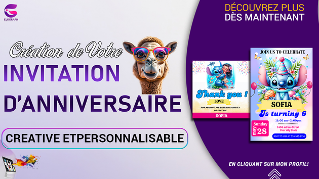 Je vais créer votre invitation de Fête d' Anniversaire par Elograph