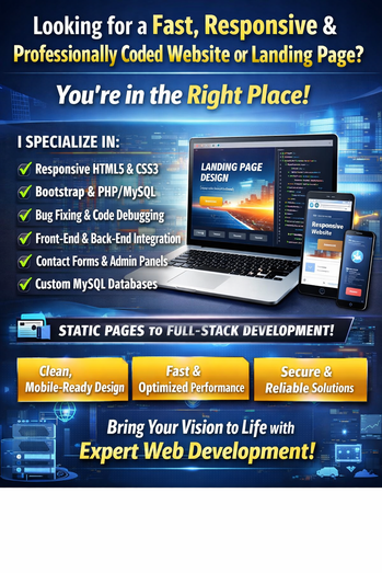 I will develop and fix responsive html bootstrap css php mysql landing ...