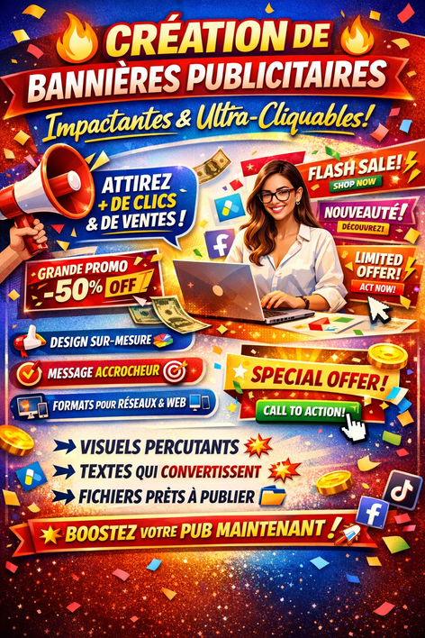 Je vais Créé votre bannière publicitaire impactant, moderne et ultra ...