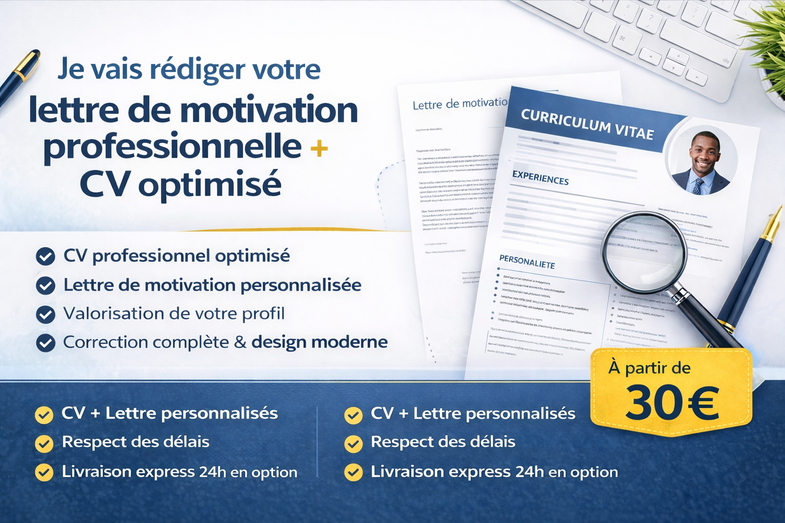 Je vais rediger votre CV et lettres de motivation professionnelle par ...