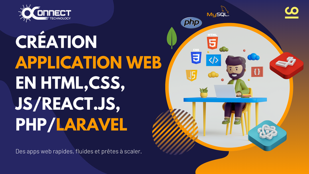 Je vais créer votre application web professionnelle en HTML, CSS, Javascript,ReactJS, PHP ...