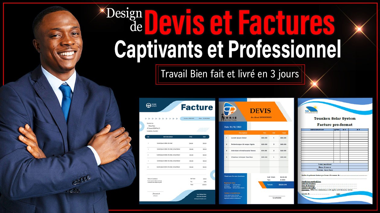 Je vais créer le design de vos devis, factures ou facture pro-forma pour votre entreprise par ...