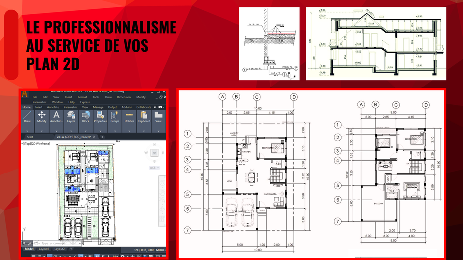Je vais concevoir vos plans 2D architecturaux et techniques ...
