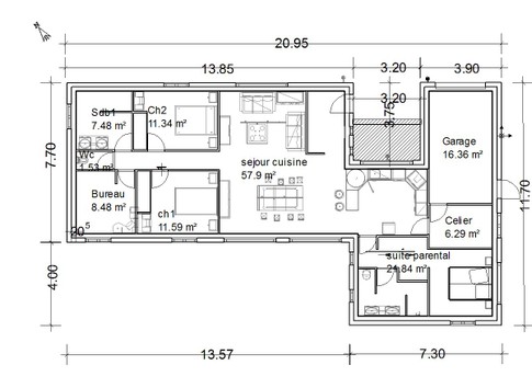 Je vais réaliser un plan 2D architectural détaillé et professionnel par ...