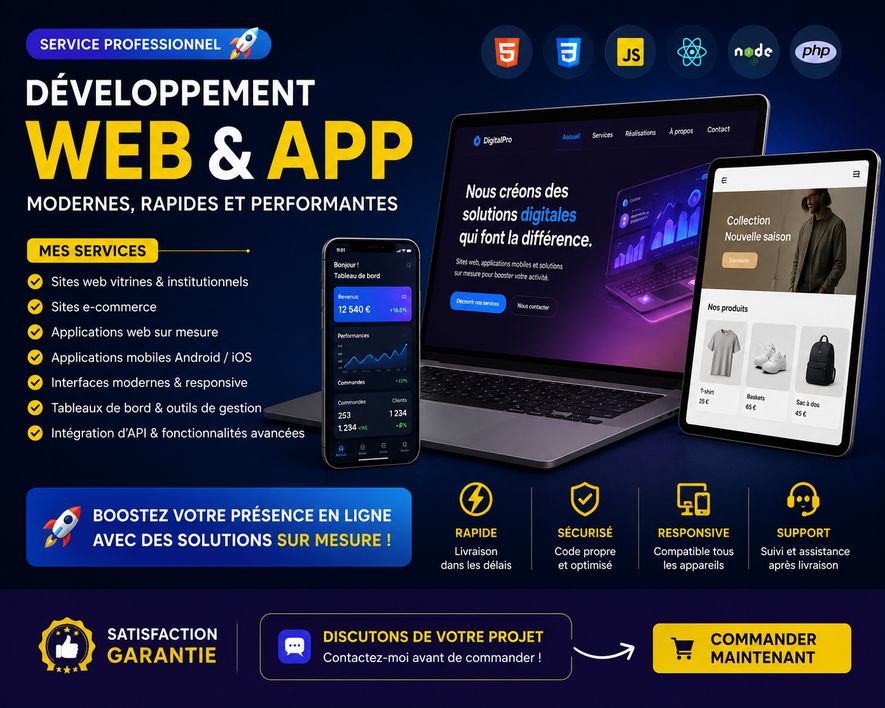 Je vais creer votre site web complet , front end et Back-end, je peux ...