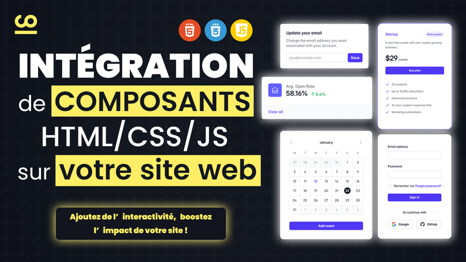 Je vais intégrer des composants web HTML, CSS et JavaScript sur votre site web, rapidement et ...