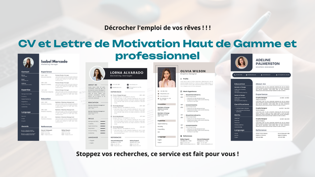 Je vais créer votre CV et/ou Lettre de motivation haut de gamme en 24H ...