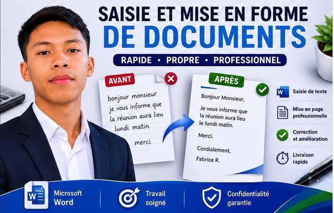 Je vais saisir et mettre en forme vos documents Word et Pdf par FabriceRzf