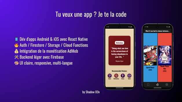 Je vais créer ton application mobile Android & IOS par ShadowDev