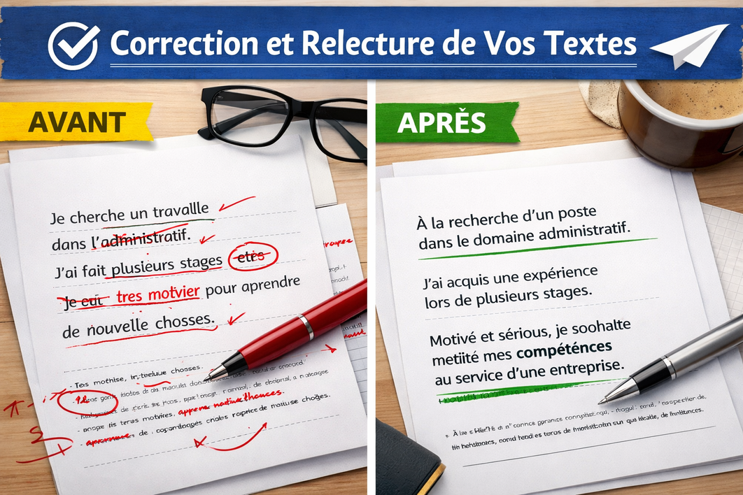 Je vais corriger et améliore votre texte (CV, mail, devoir, post) en ...