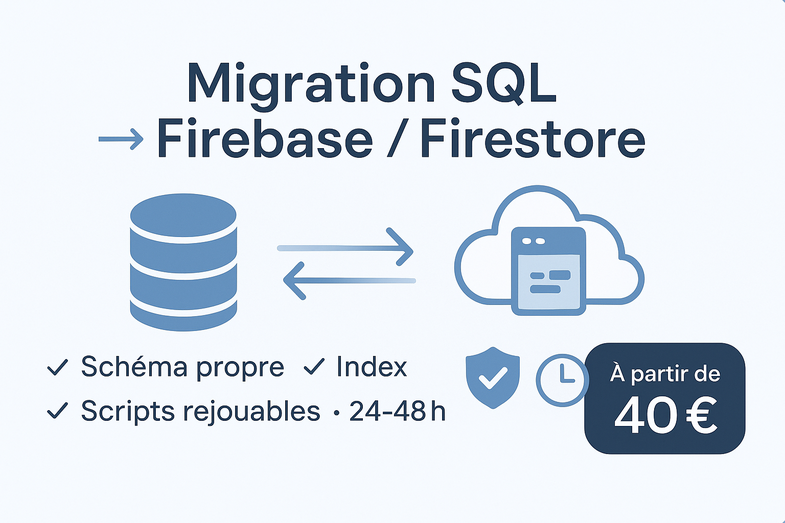 Je vais faire la migration SQL vers Firebase/Firestore Schéma propre, index et scripts ETL par ...