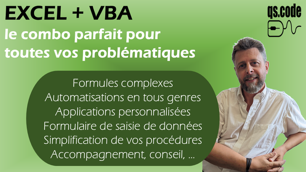Je vais gérer vos problématiques Excel (formules & macros VBA) par qscode