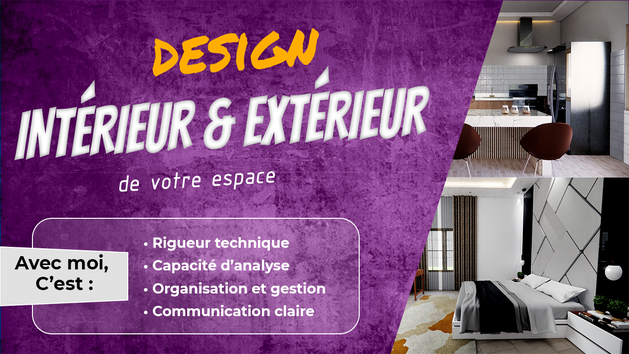 Je vais faire le design intérieur & extérieur de votre espace par Plan ...