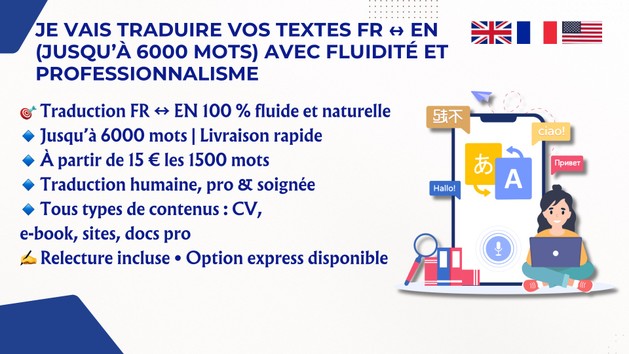 Je vais traduire vos textes de l'anglais vers le français avec fluidité ...