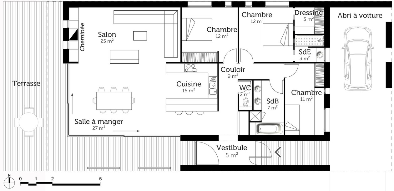 Je vais dessiner un plan de maison en 2D pour votre projet de ...