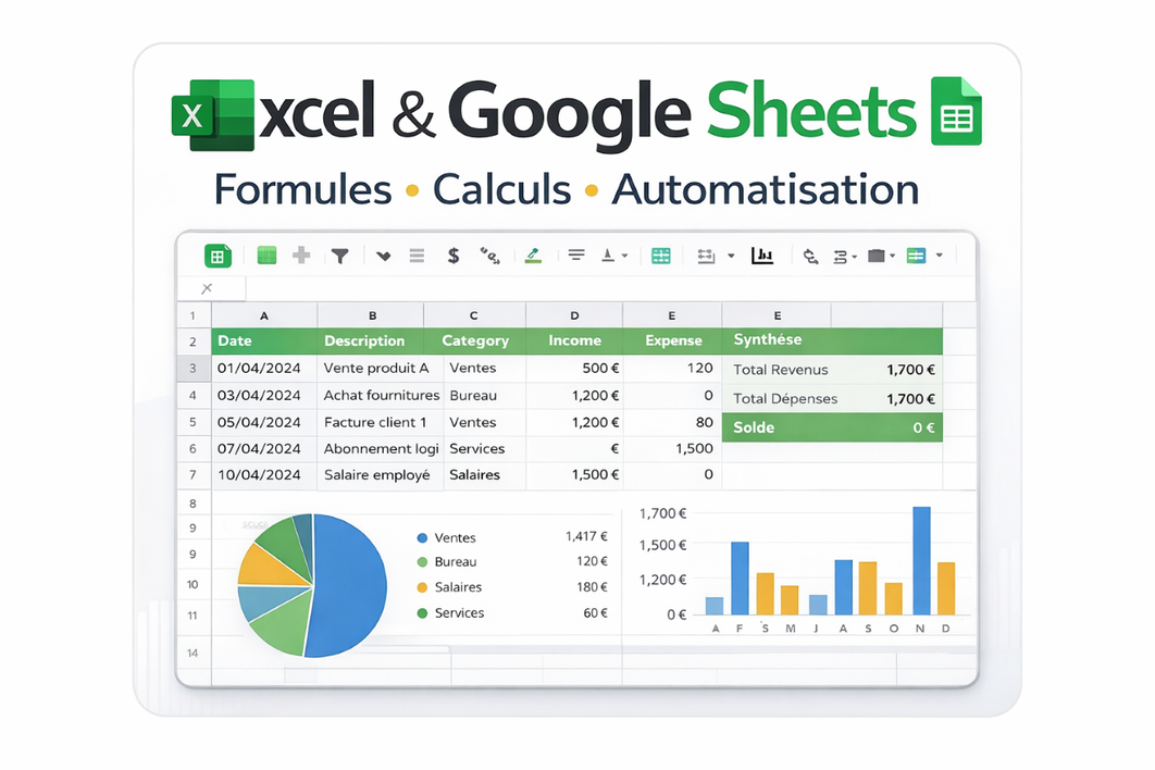 Je vais créer ou corriger vos fichiers Excel / Google Sheets (formules ...