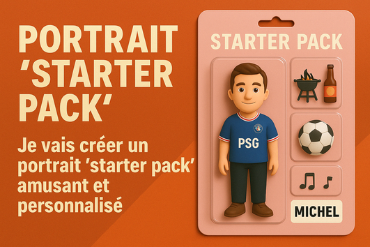 Je vais créer ton portrait starter pack personnalisé avec tes passions ...