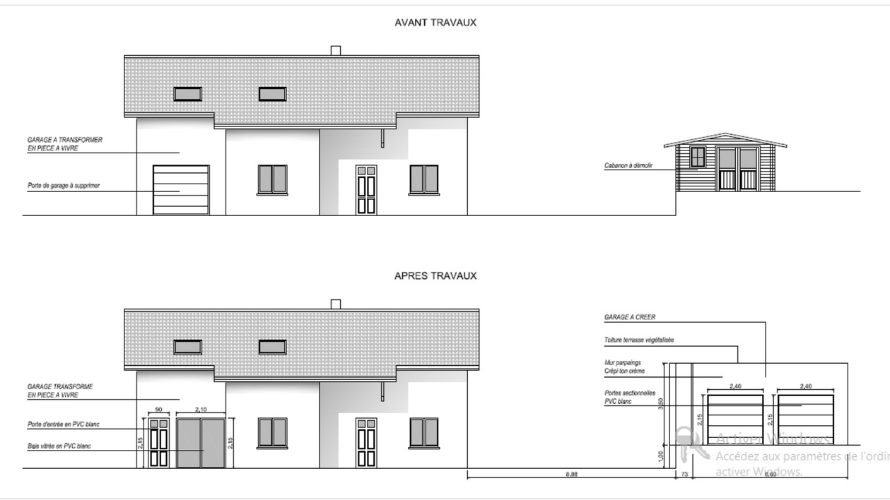 Je vais dessiner les plans d'UNE façade AVANT et APRES travaux de votre ...