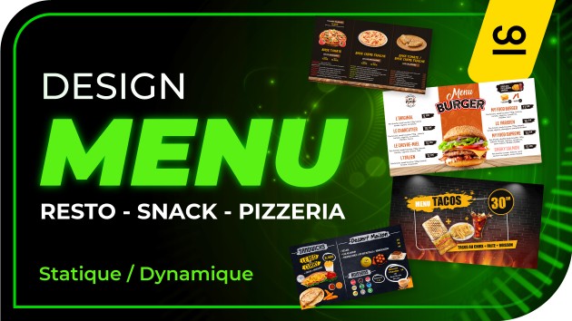 Je vais créer votre menu restaurant snack professionnel et vidéo menu ...