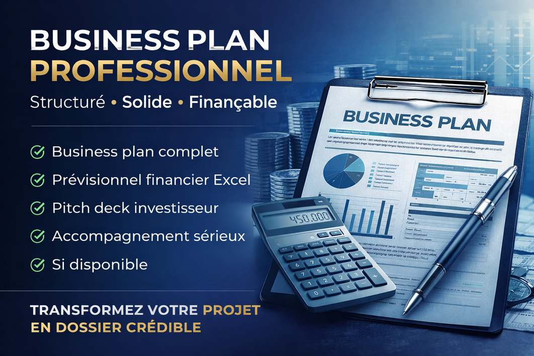 Je vais réaliser un business plan professionnel avec prévisionnel ...