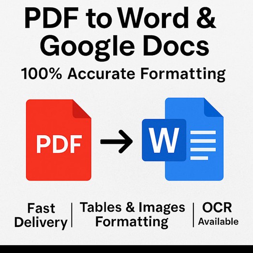 I will convert pdf to word, pdf to excel or CSV manual typing by Pcma